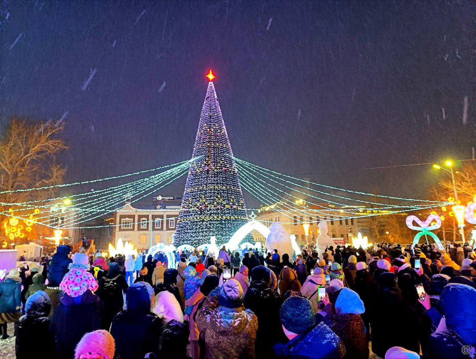 В Барнауле зажглась главная городская елка. Фото с праздничной площади